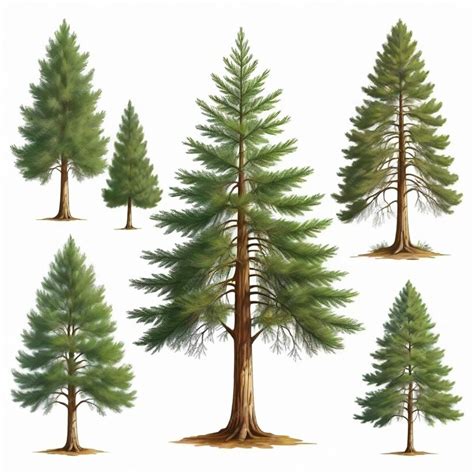 Cedar Tree Vector Set White Background Isolated Premium Ai Generated