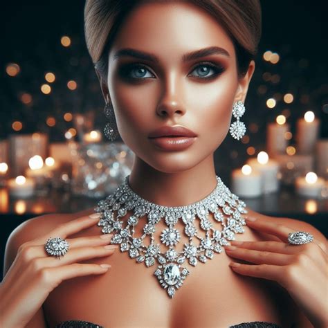 Premium Photo Hyperrealistic Female Beauty Lady Model Wearing Luxury Gold Sparkling Diamond