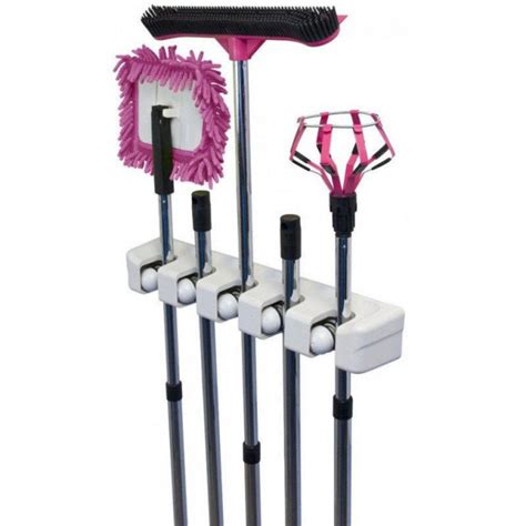 Держатель органайзер для швабры и щеток настенный 5 ячеек и 6 крючков Broom Holder Крепление для