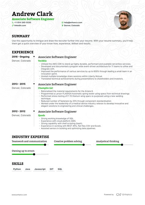 Associate Software Engineer Resume Examples And Guide For 2023 Layout Skills Keywords And Job