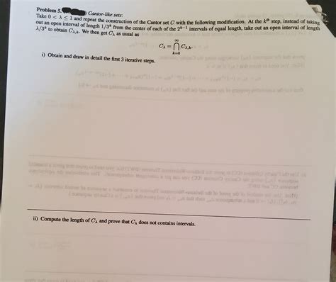 Answered Problem 5 Cantor Like Sets Take 0