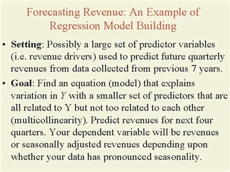 Regression Forecasting And Model Building Forecasting Company Revenue
