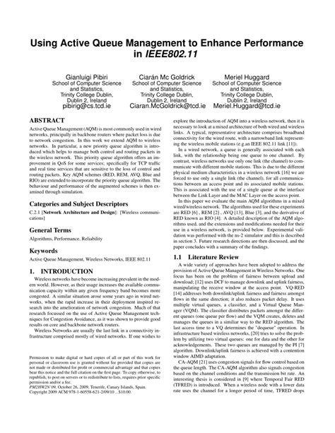 Pdf Using Active Queue Management To Enhance Performance In Ieee80211