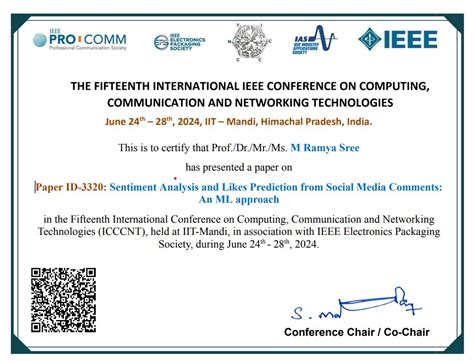 Ramya Sree On Linkedin Ai Datascience Machinelearning Research Nlp Icccnt2024