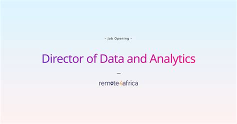 Remote Director Of Data And Analytics Job At Internet Software