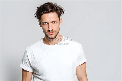 흰색 티셔츠를 입는 남자