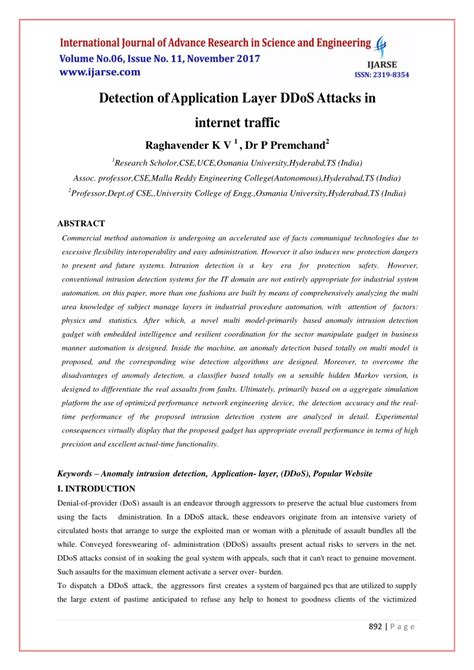 Pdf Detection Of Application Layer Ddos Attacks In Internet Traffic