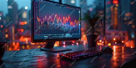 Financial Data Displayed On A Computer Monitor In A Modern Office Premium Ai Generated Image