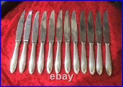 12 Grands Couteaux Christofle Modèle Albatros Métal Argenté Couvert Art