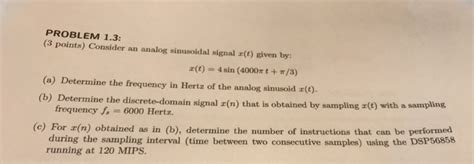Solved Problem 13 3 Points Consider An Analog Sinusoidal