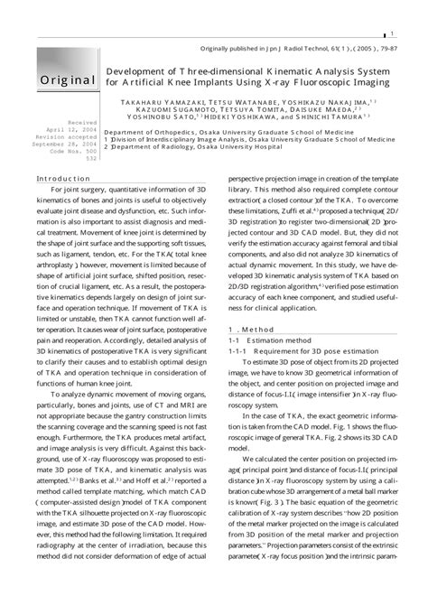 Pdf Development Of Three Dimensional Kinematic Analysis System For