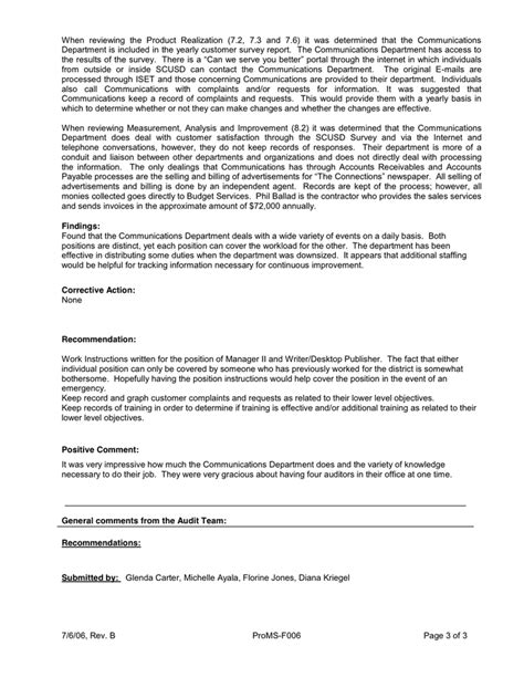 Audit Report In Word And Pdf Formats Page Of