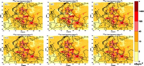 Total Deposition Of 137 Cs Over Europe After Chernobyl Accident For Six Download Scientific
