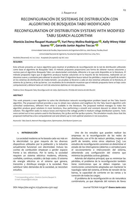 pdf reconfiguration of distribution systems with modified tabu search