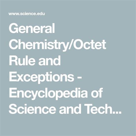 General Chemistryoctet Rule And Exceptions Encyclopedia Of Science