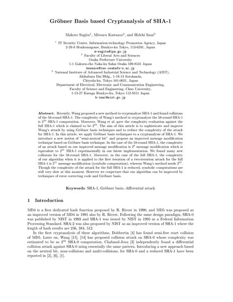 pdf gröbner basis based cryptanalysis of sha 1