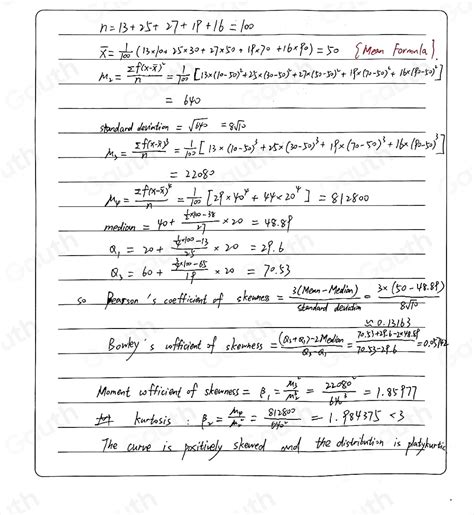 Solved Find Karl Pearson Coefficient Of Skewness Bowleys Coefficient Of Skewness And Moment