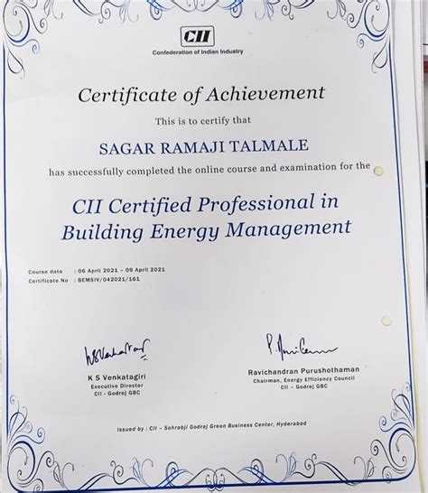 Er Sagar Talmale On Linkedin Cii Certified Building Energy Management