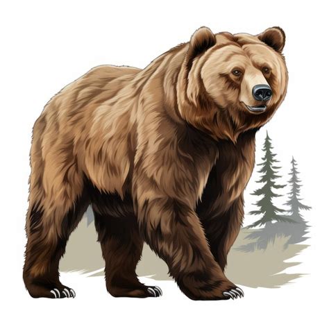 Premium Photo Realistic Brown Bear Illustration In Forest Setting