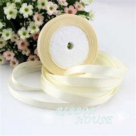 Beige Cream 22m Long 10mm Wide 25 Yards Silk Satin Ribbon Wedding