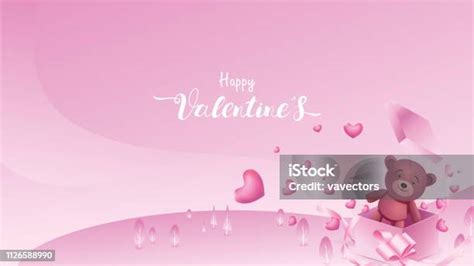 마음 선물의 상자 모양에 귀 엽 고 달콤한 요소에 테 디 베어 핑크 배경 행복 한 여자 어머니 발렌타인의 날 생일 인사말 배너 디자인에 대 한 사랑의 벡터 기호 0명에 대한