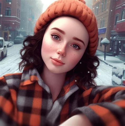 Premium Ai Image Portrait Of A Funny Cute Girl In Winter Ai Generated