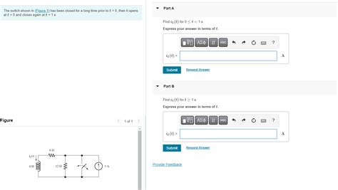 Solved The Switch Shown In Figure 1 Has Been Closed For A