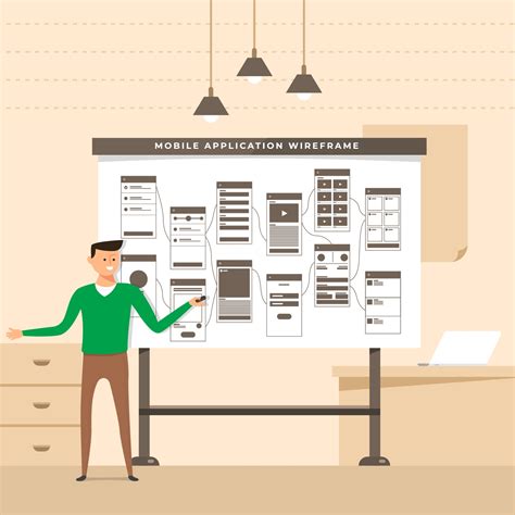 UX UI Flowchart Mock Ups Mobile Application Concept Flat Design Vector Illustration