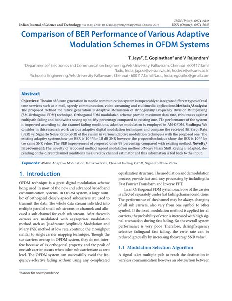 Pdf Comparison Of Ber Performance Of Various Adaptive Modulation