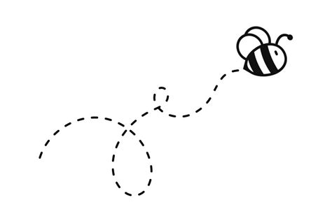 Bee On Dotted Route Flying In Heart Line Vector Image