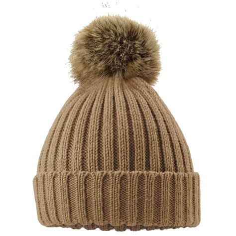 Bobble Hat With Faux Fur Pom Pom Ribbed Bobble Hat By Scandalo Al Sole