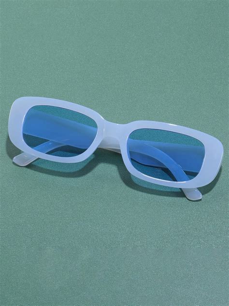 Rectangle Acrylic Frame Sunglasses Güneş Gözlüğü Mavi Jel Tırnaklar Gözlük