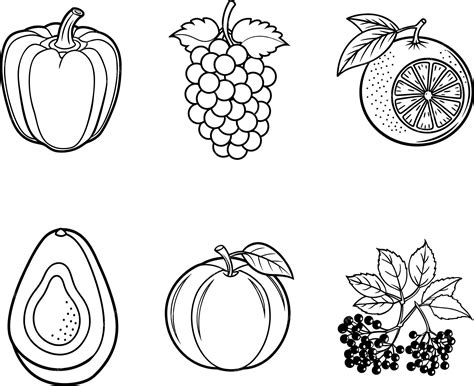 Набор фруктов и овощей Премиум вектор