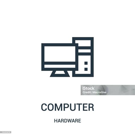 하드웨어 컬렉션에서 컴퓨터 아이콘 벡터입니다 얇은 라인 컴퓨터 개요 아이콘 벡터 일러스트 레이 션입니다 0명에 대한 스톡 벡터 아트 및 기타 이미지 Istock