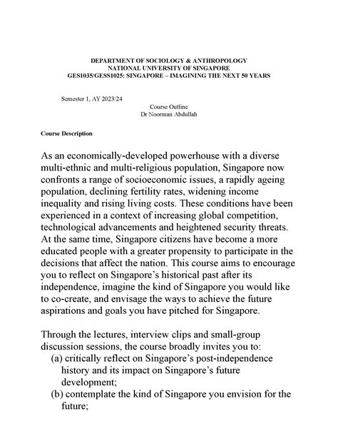 Course Outline 2023 Course Outline 2023 Department Of Sociology And Anthropology National