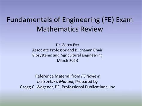 Ppt Fundamentals Of Engineering Fe Exam Mathematics Review Powerpoint Presentation Id 2972666