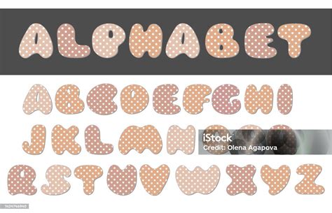 폴카 도트 알파벳 파스텔 보호 물방울 도트 글꼴 스크랩북 앨범 공예품 및 학교 프로젝트로 돌아가기 위해 손으로 그린 편지 디자인