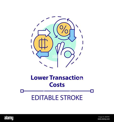 2d Customizable Lower Transaction Costs Line Icon Concept Stock Vector Image And Art Alamy