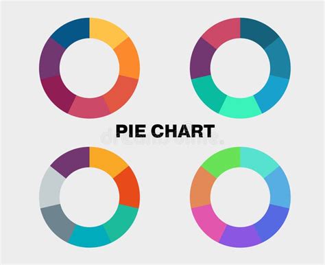 Colorful 4 Set Pie Chart Percentage Graph Design Infographic Vector 3d