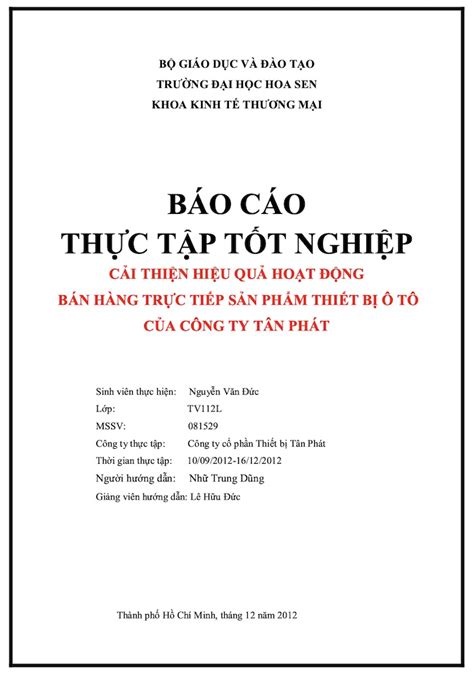 Mẫu Đề Tài Báo Cáo Thực Tập Ô Tô Tải Miễn Phí