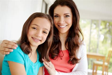 Girl Mom And Happy In Home With Portrait For Mother And Daughter