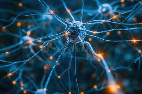 Neurons And Neural Network Of A Human Brain Generative Ai Stock Image