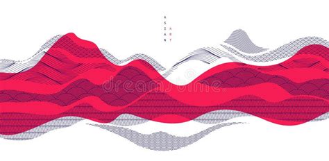 Oriental Japanese Style Vector Abstract Illustration In Red Color