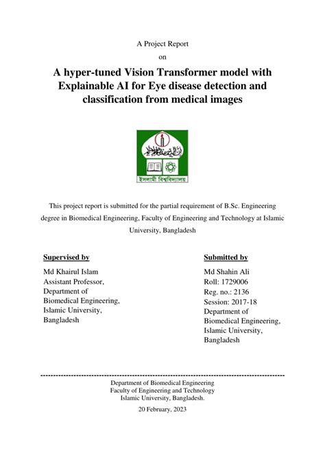 Pdf A Hyper Tuned Vision Transformer Model With Explainable Ai For Eye Disease Detection And
