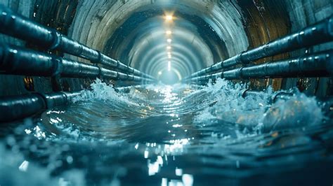 Futuristic View Inside A Water Pipeline Generative Ai Stock Illustration Illustration Of Flow