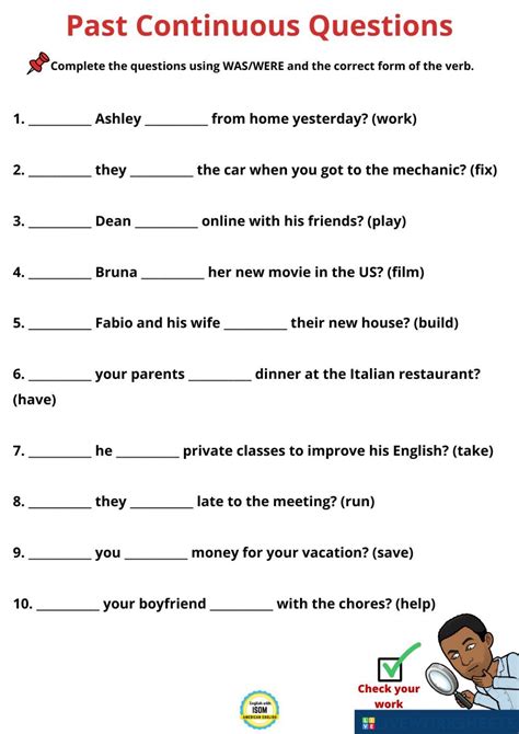 Past Continuous Questions Exercise Continuity Past Teaching Methods
