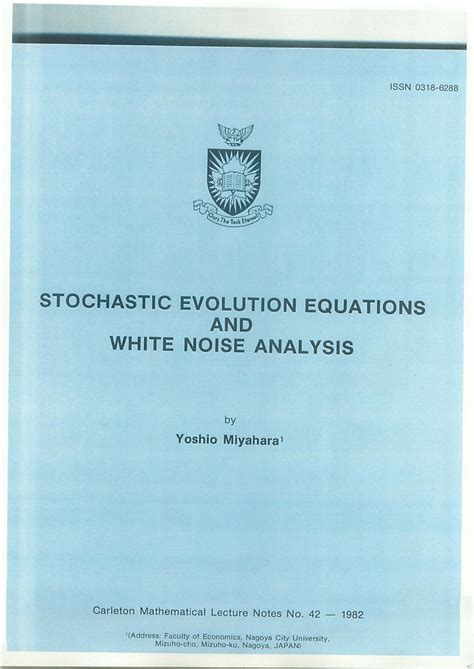 Pdf Stochastic Evolution Equations And White Noise Analysis