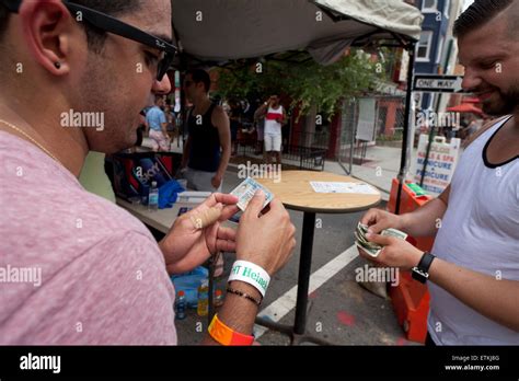 Bouncer Checking ID At Bar Entrance USA Stock Photo Alamy