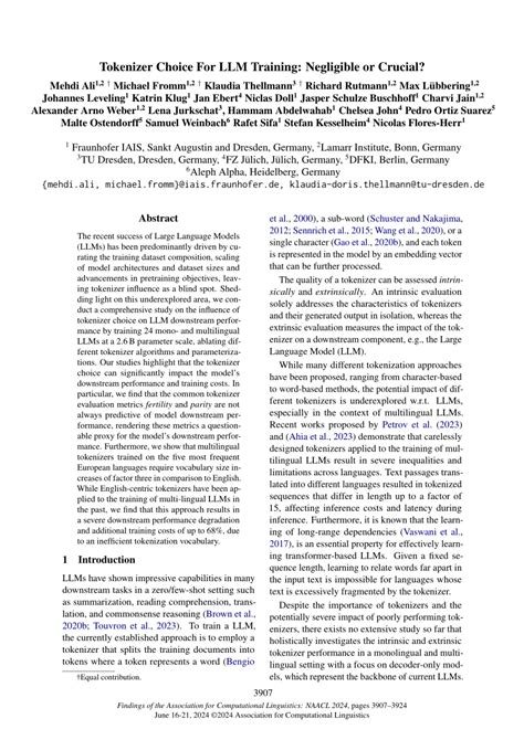 Pdf Tokenizer Choice For Llm Training Negligible Or Crucial