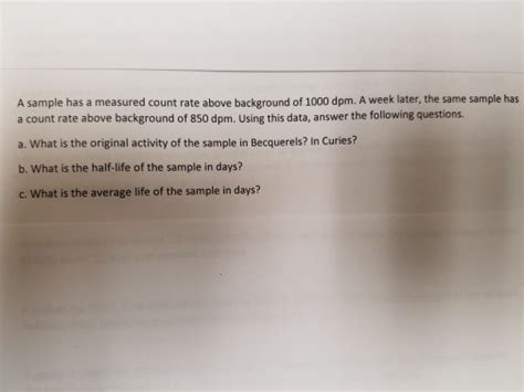 Solved A Sample Has A Measured Count Rate Above Background